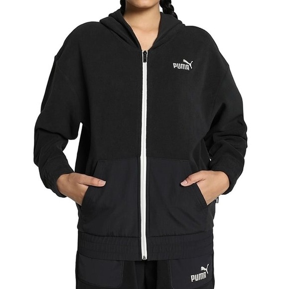 Puma | Tops | Puma Full Zip Hoodie Jacket Womens M Black Fleece ...